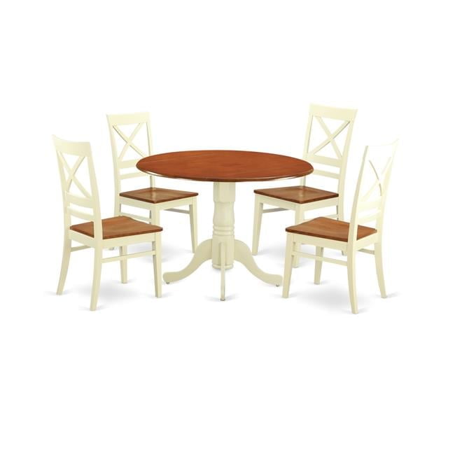 East West Furniture DLQU5-BMK-W Small Kitchen Table Set - Kitchen Table ...
