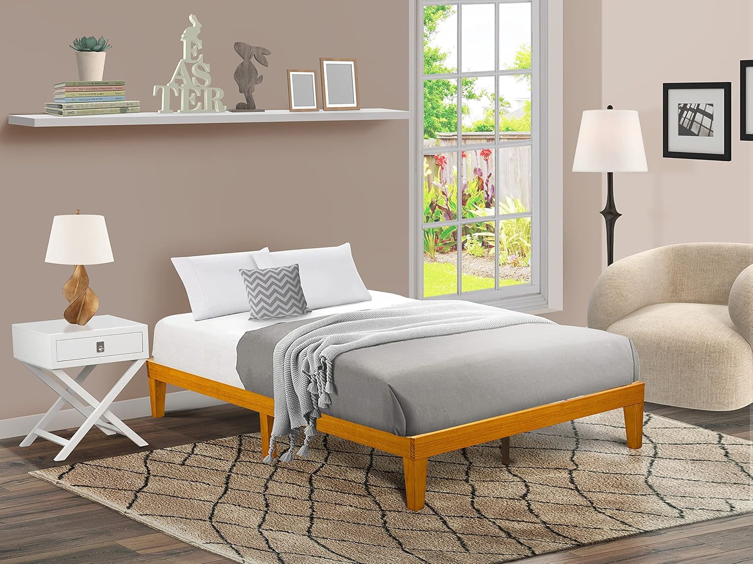 East West Furniture DNP-23-K King Size Platform Bed Frame with 4 Solid ...