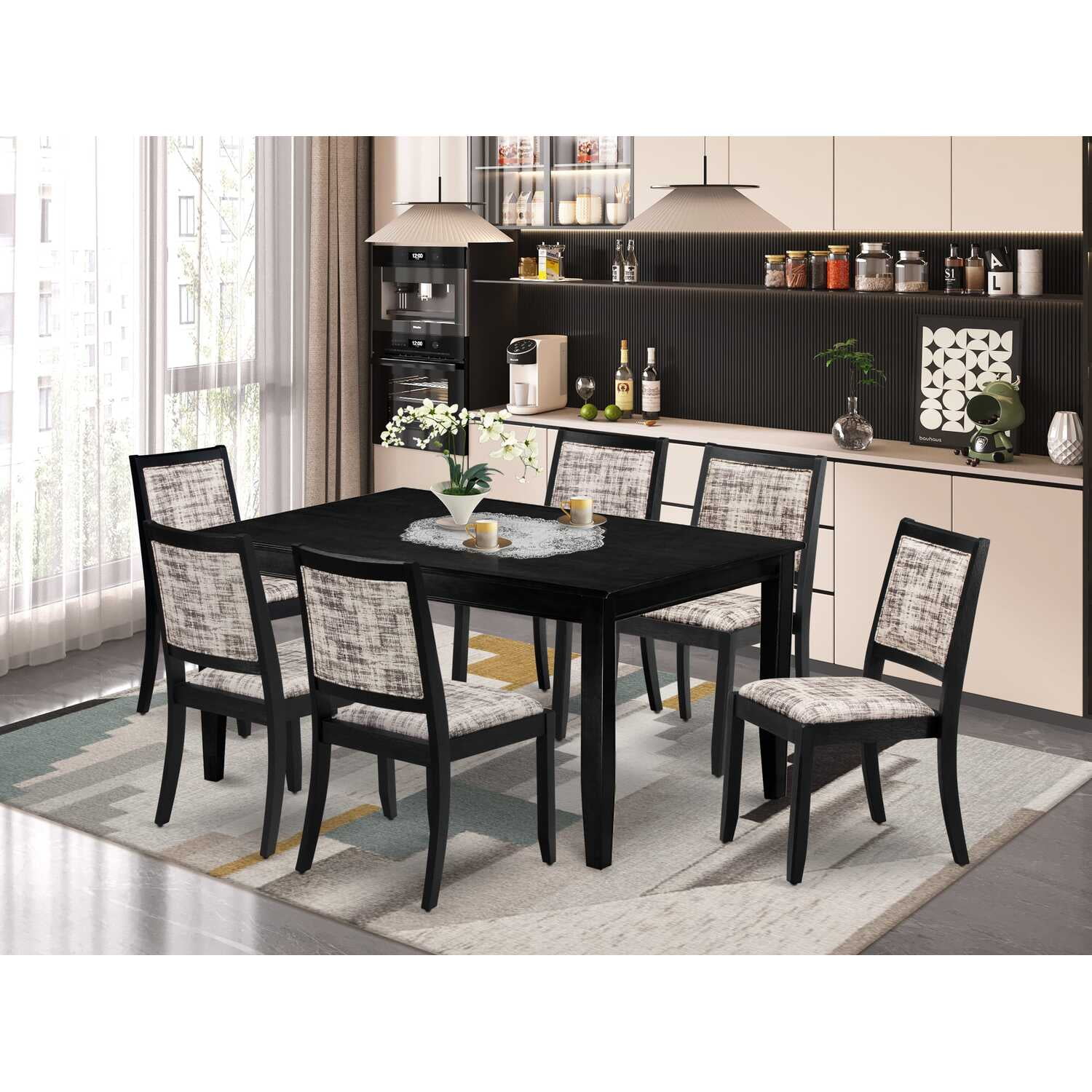 East West Furniture DUX27-BLK-30 -7 Piece Dining Set Includes a ...
