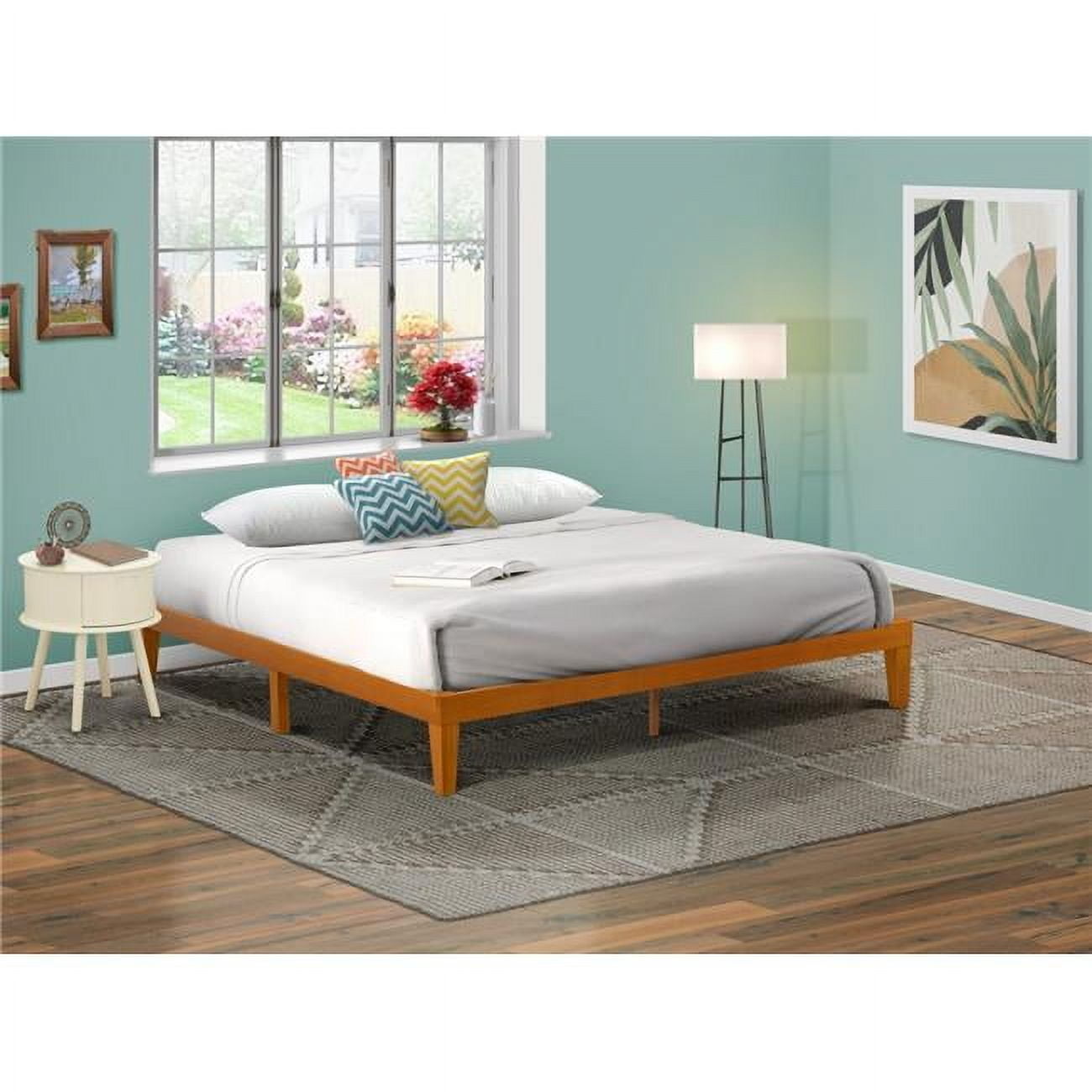 East West Furniture Denton King Size Platform Bed Frame with 4 Solid ...