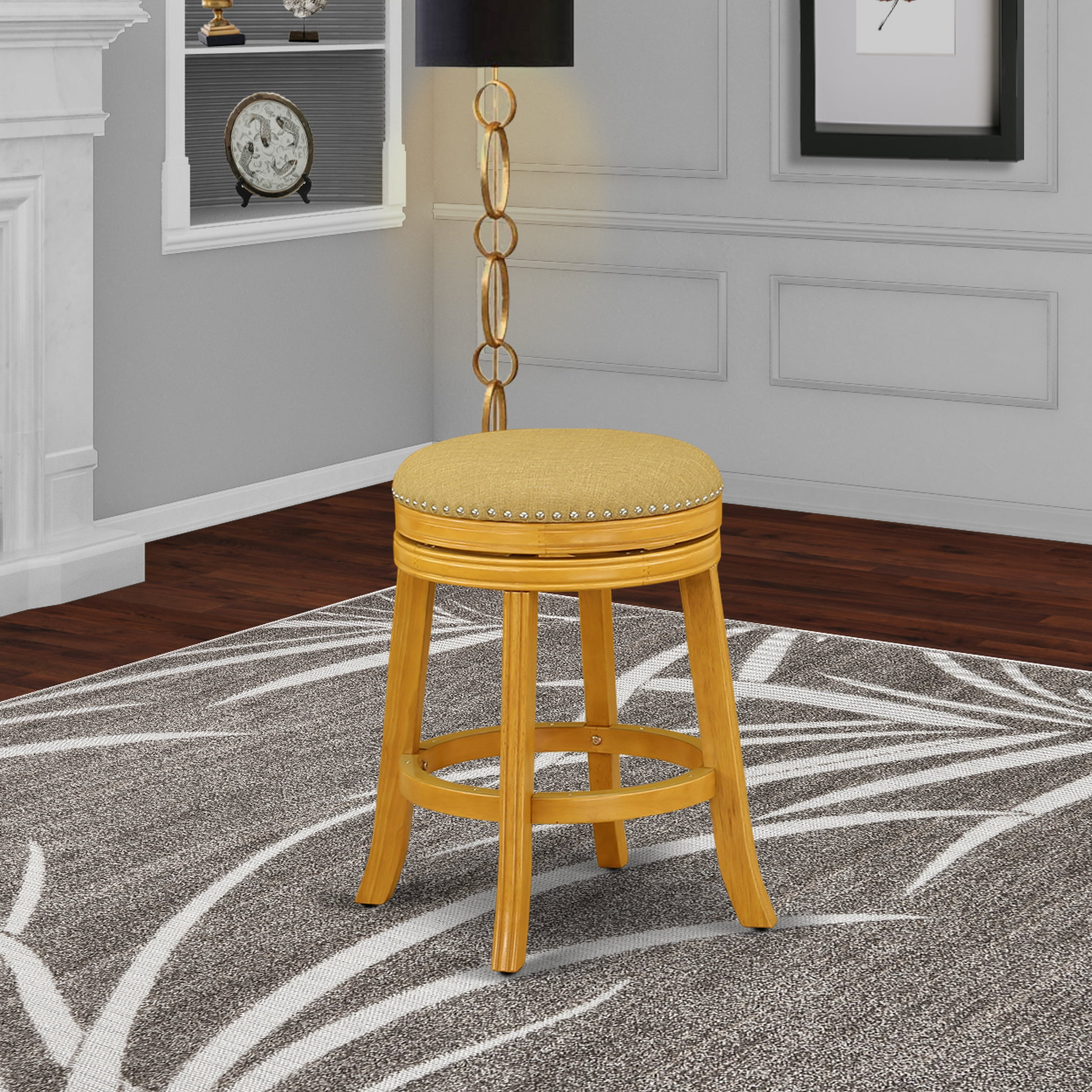 East West Furniture Devers 24" Wood Swivel Backless Bar Stool in Vegas ...