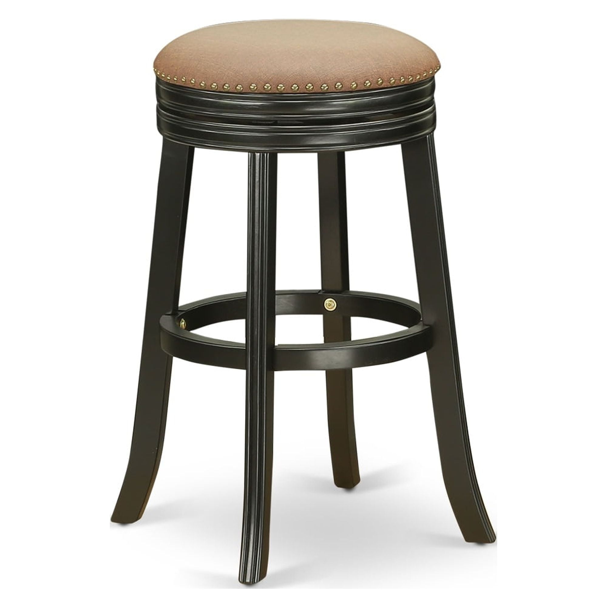 East West Furniture Devers 30" Wood Swivel Backless Bar Stool in Black ...