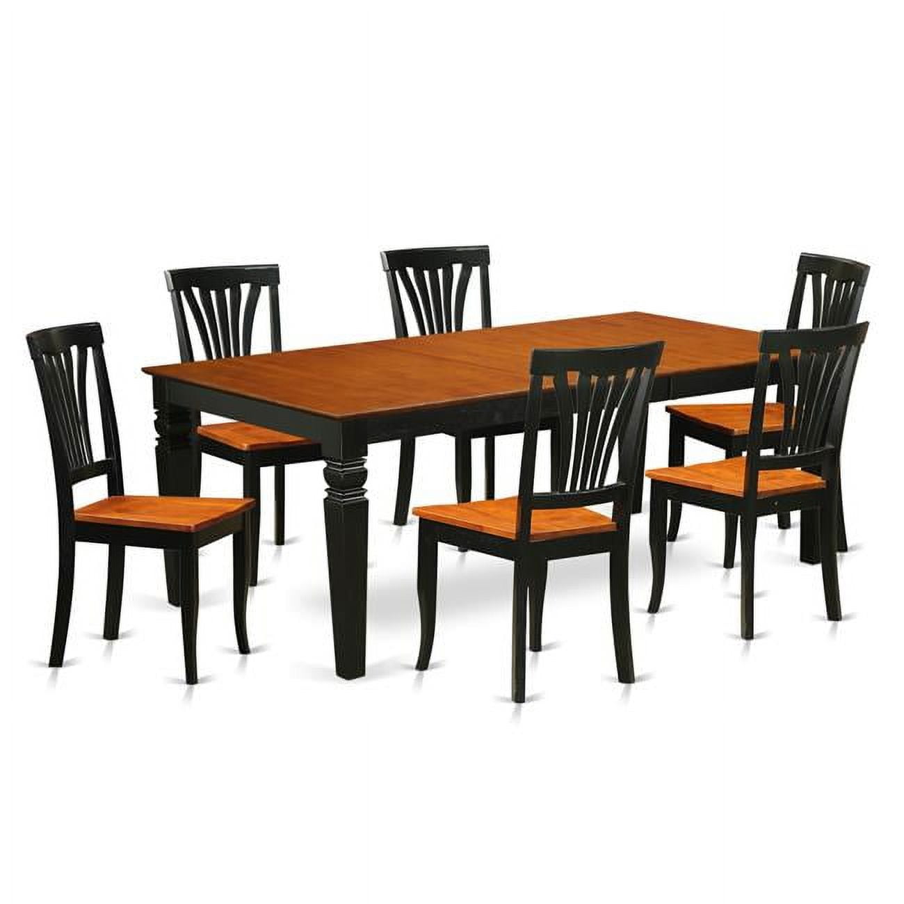 East West Furniture Dinette Set with One Logan Table & 6 Chairs - Black ...