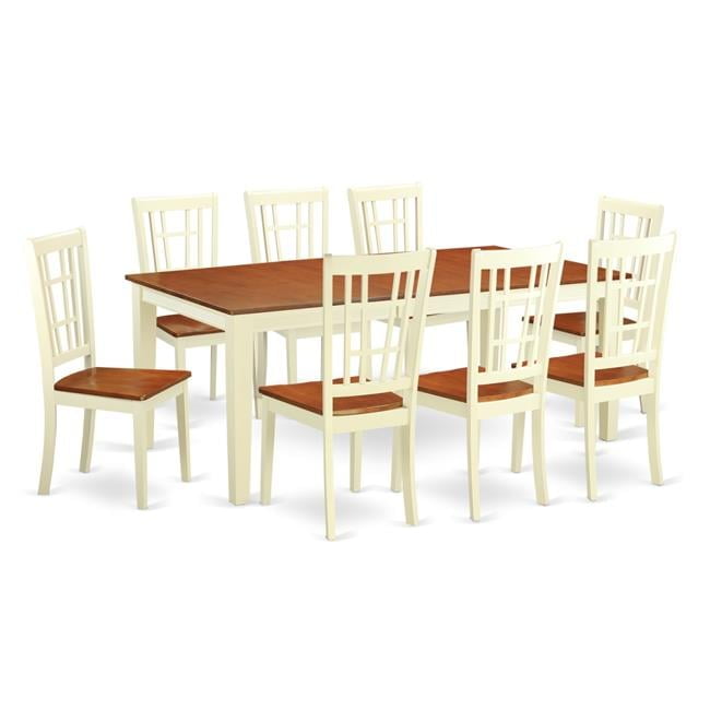 East West Furniture Dining Room Set with 8 Table & 8 Chairs ...