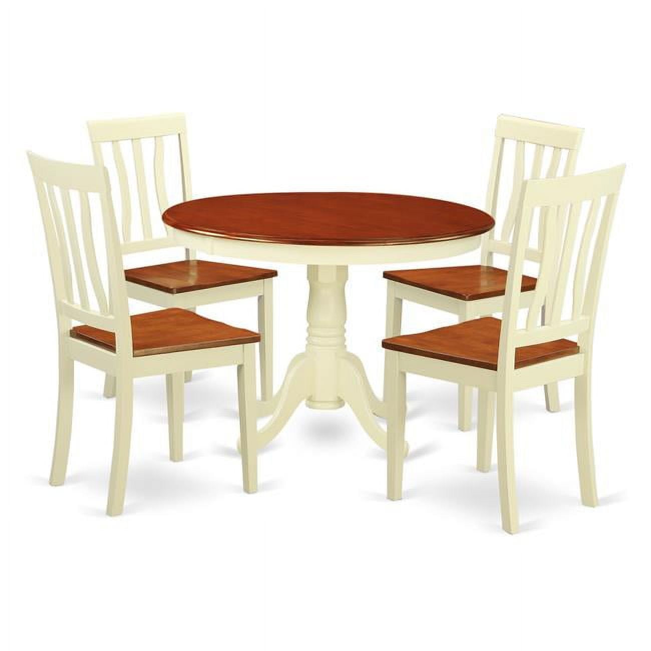 East West Furniture Dining Set - One Round Small Table & 4 Chairs with ...