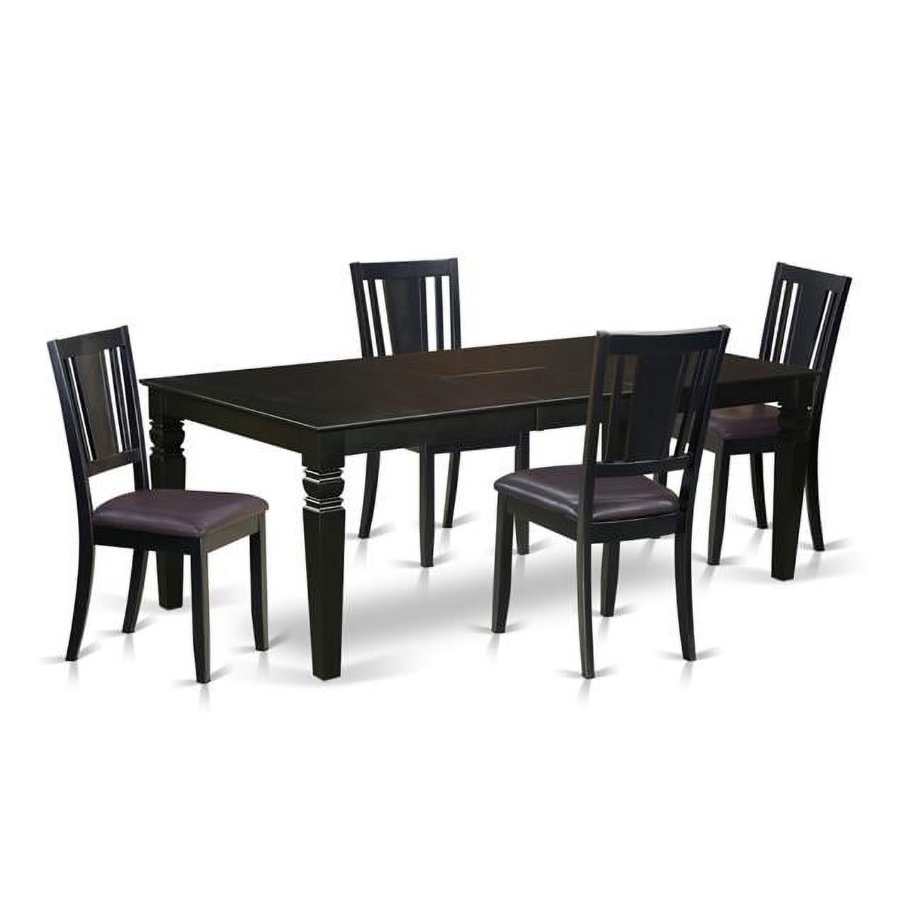 East West Furniture Dining Set with a Single Logan Dining Room Table & Chairs Plus Four Faux ...