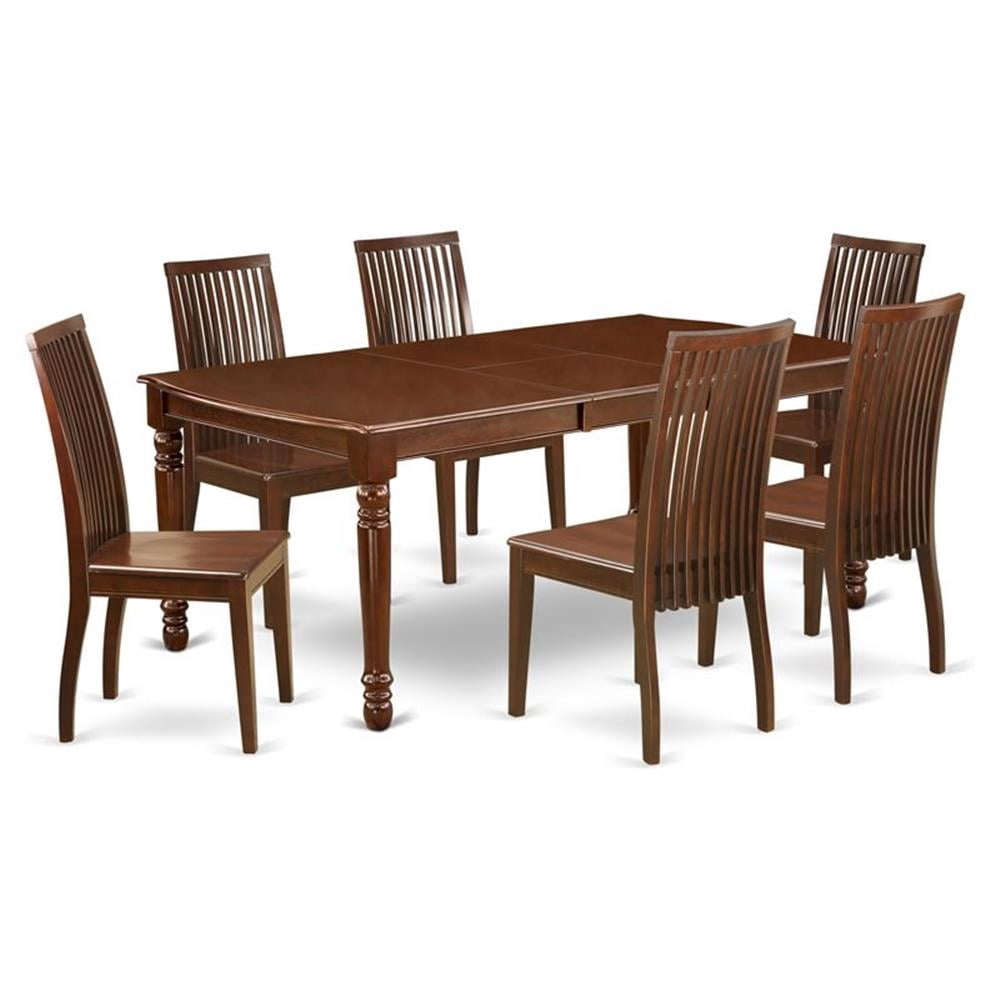 East West Furniture Dover 7-piece Wood Table and Dining Chair Set in ...