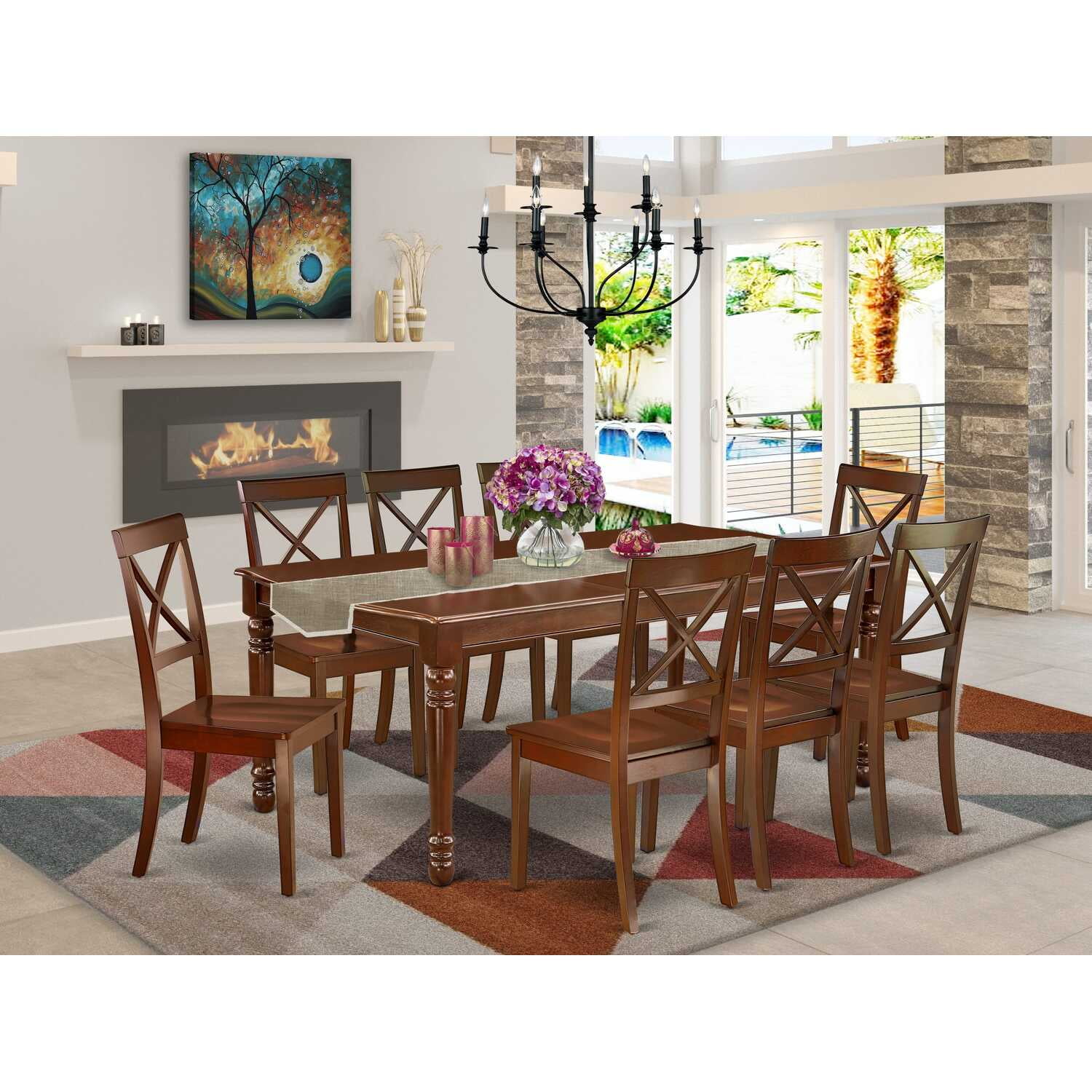 East West Furniture Dining Room Set Mahogany, DOBO9-MAH-W - Walmart.com