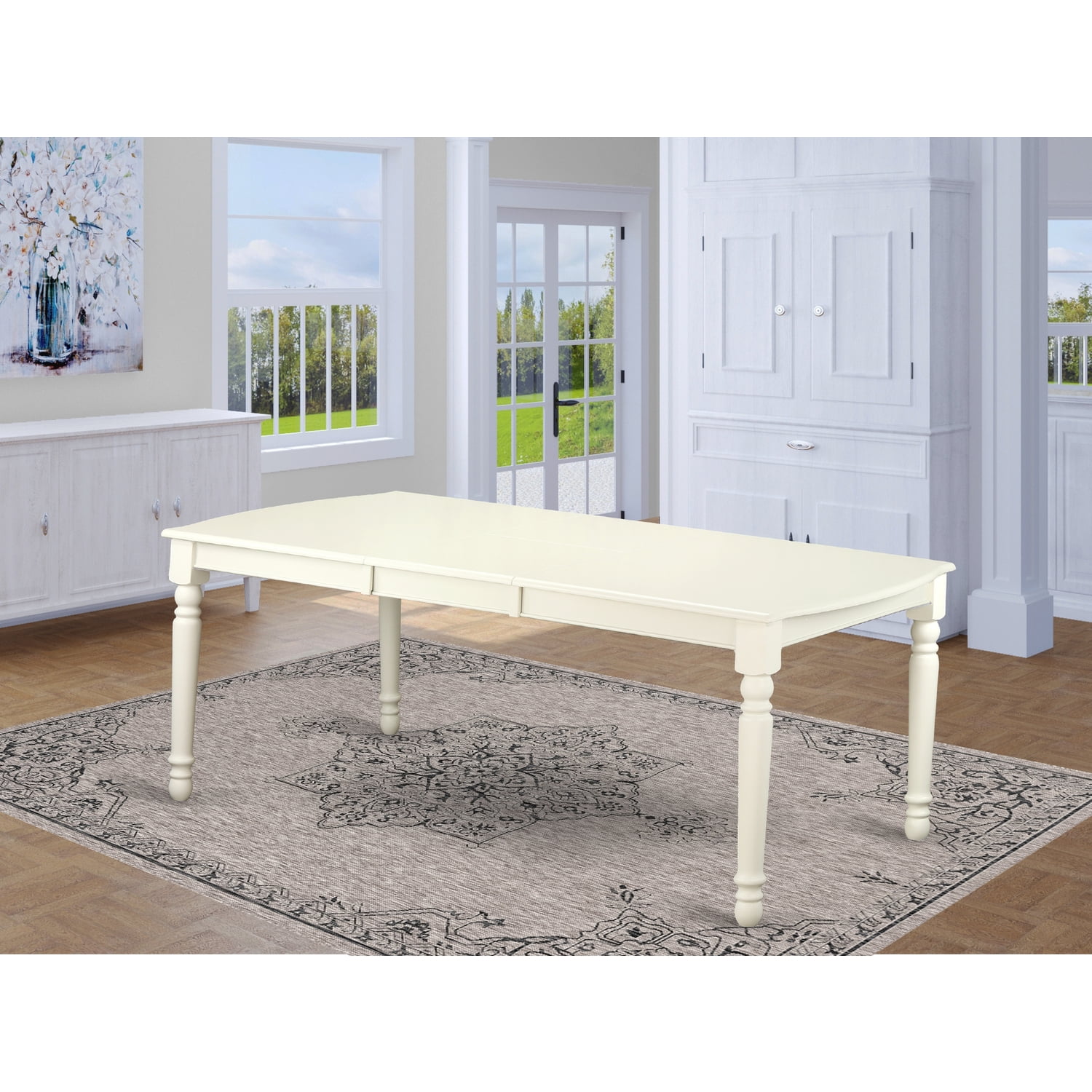 East West Furniture Dover Dining Room Table with 18 in. Butterfly Leaf in. Linen White Finish ...