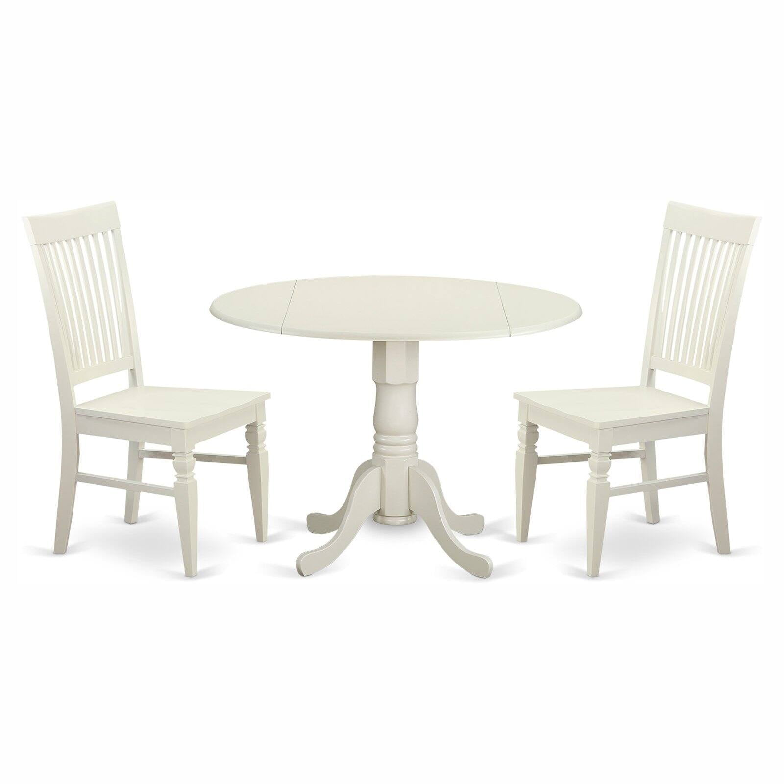 East West Furniture Dublin 3-piece Wood Dining Table Set in Linen White ...
