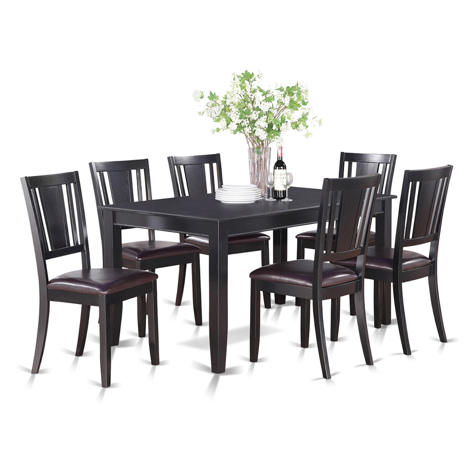 East West Furniture Dudley 7 Piece Buckland Rectangular Dining Table ...