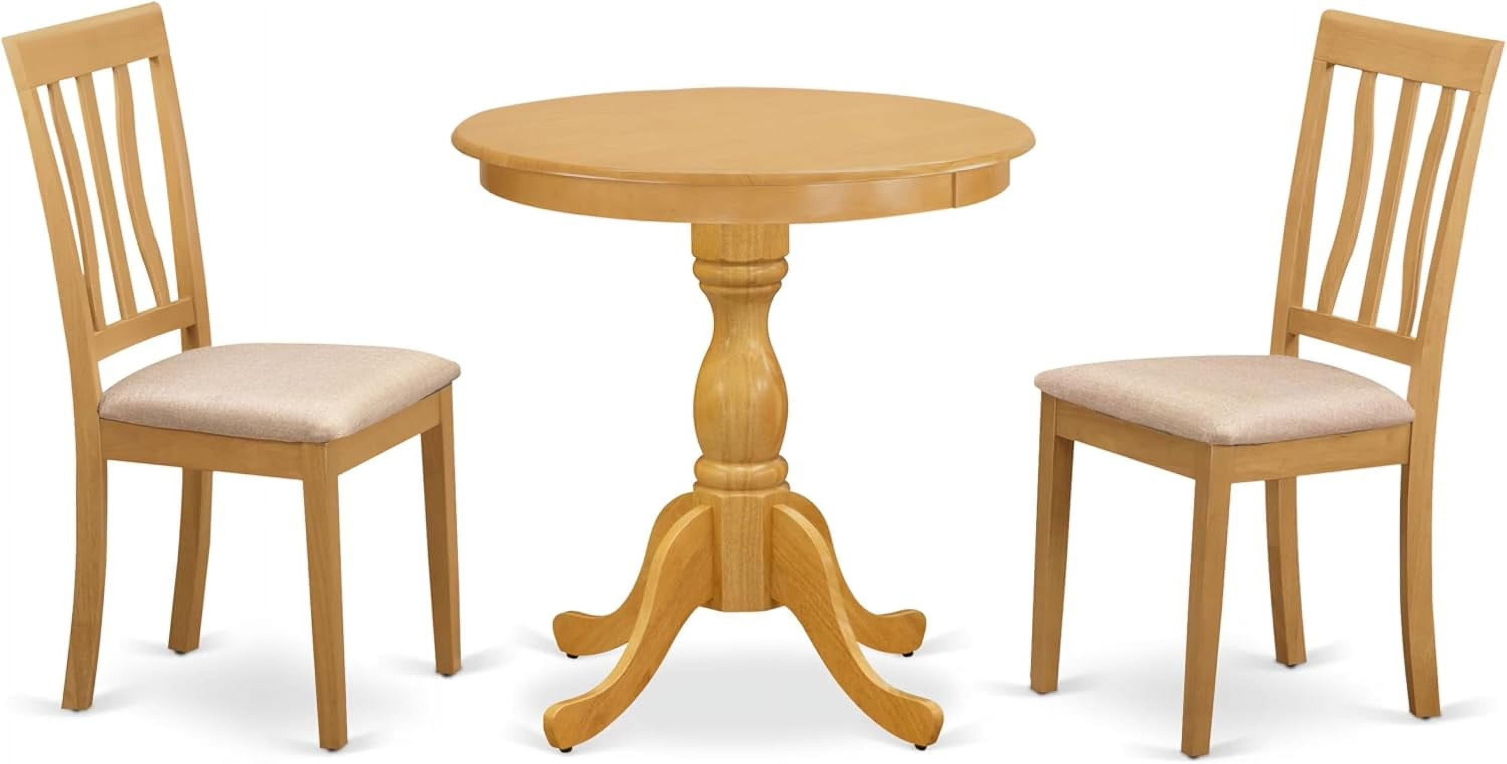 East West Furniture ESAN3-OAK-C 3 Piece Kitchen Table & Chairs Set Contains a Round Dining Room ...