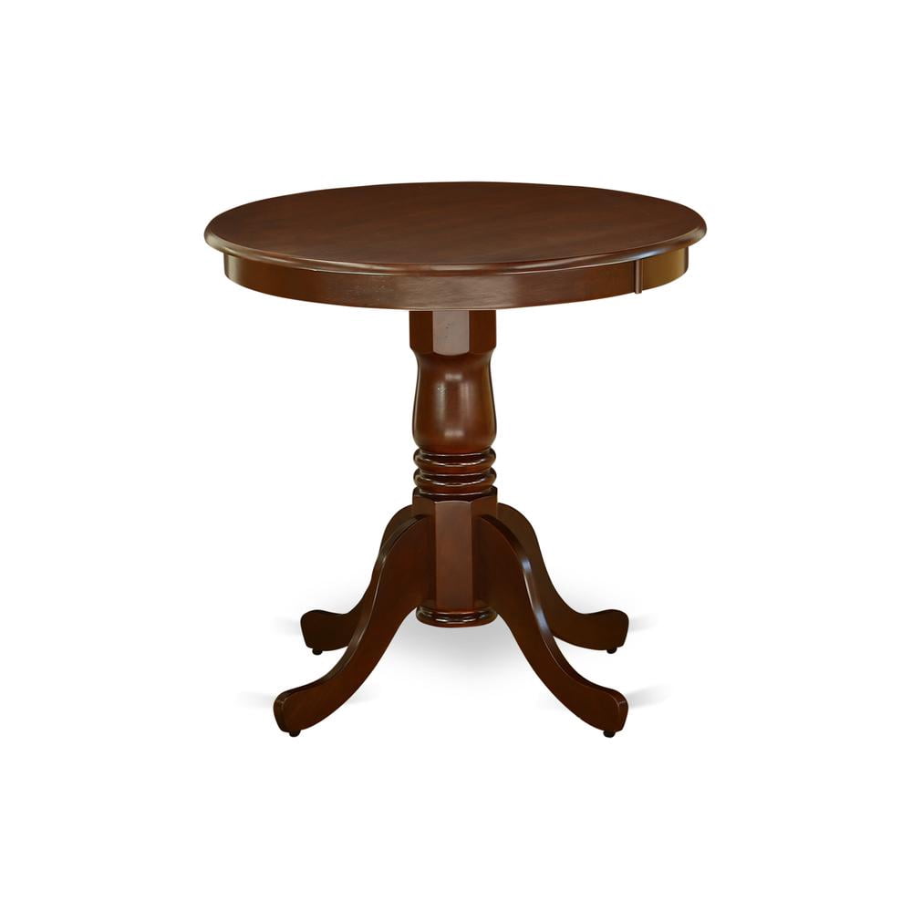 East West Furniture Eden Round Rubber Wood Dining Table, Mahogany ...