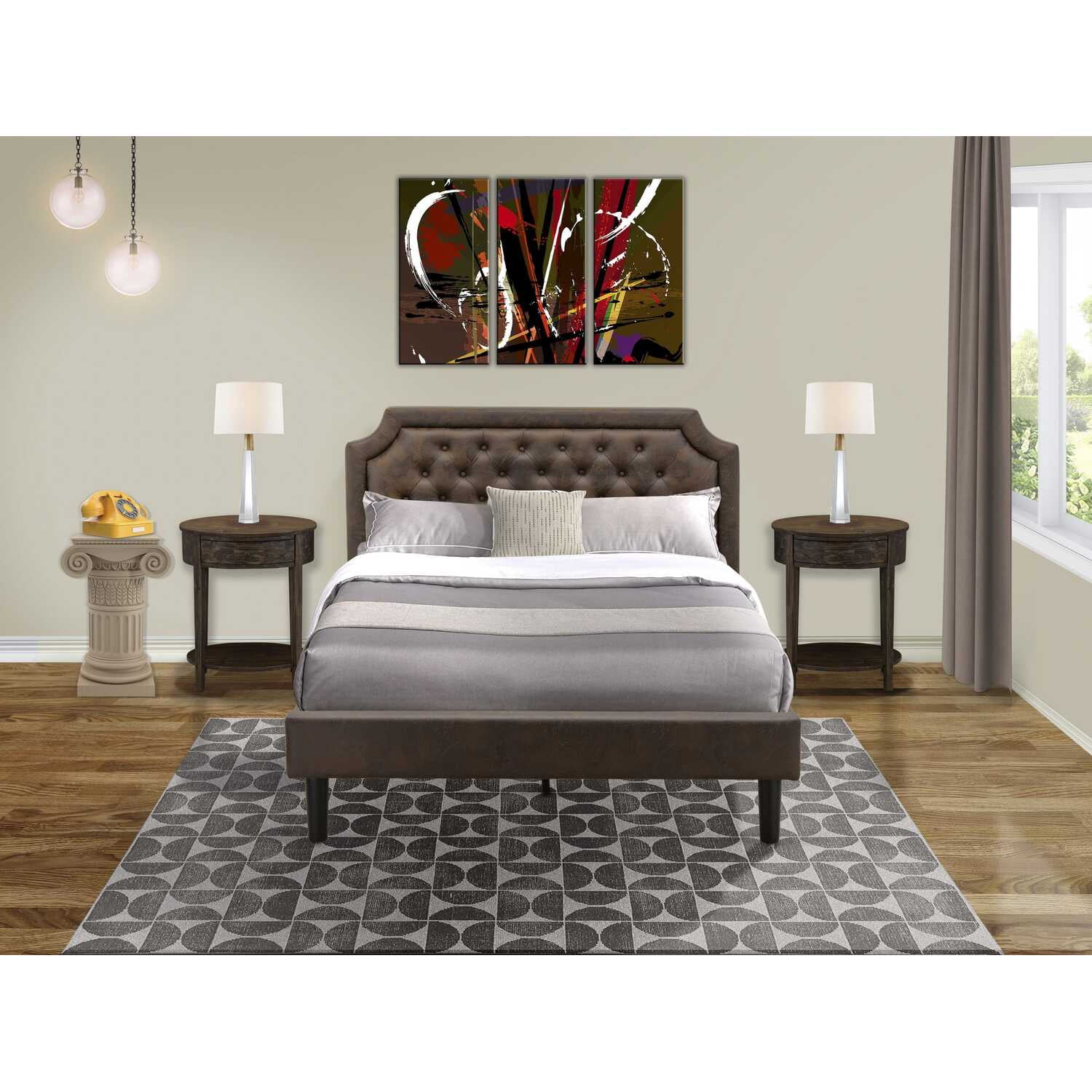 East West Furniture GB25Q-2HI07 3-Pc Granbury Bed Set with Queen Frame ...
