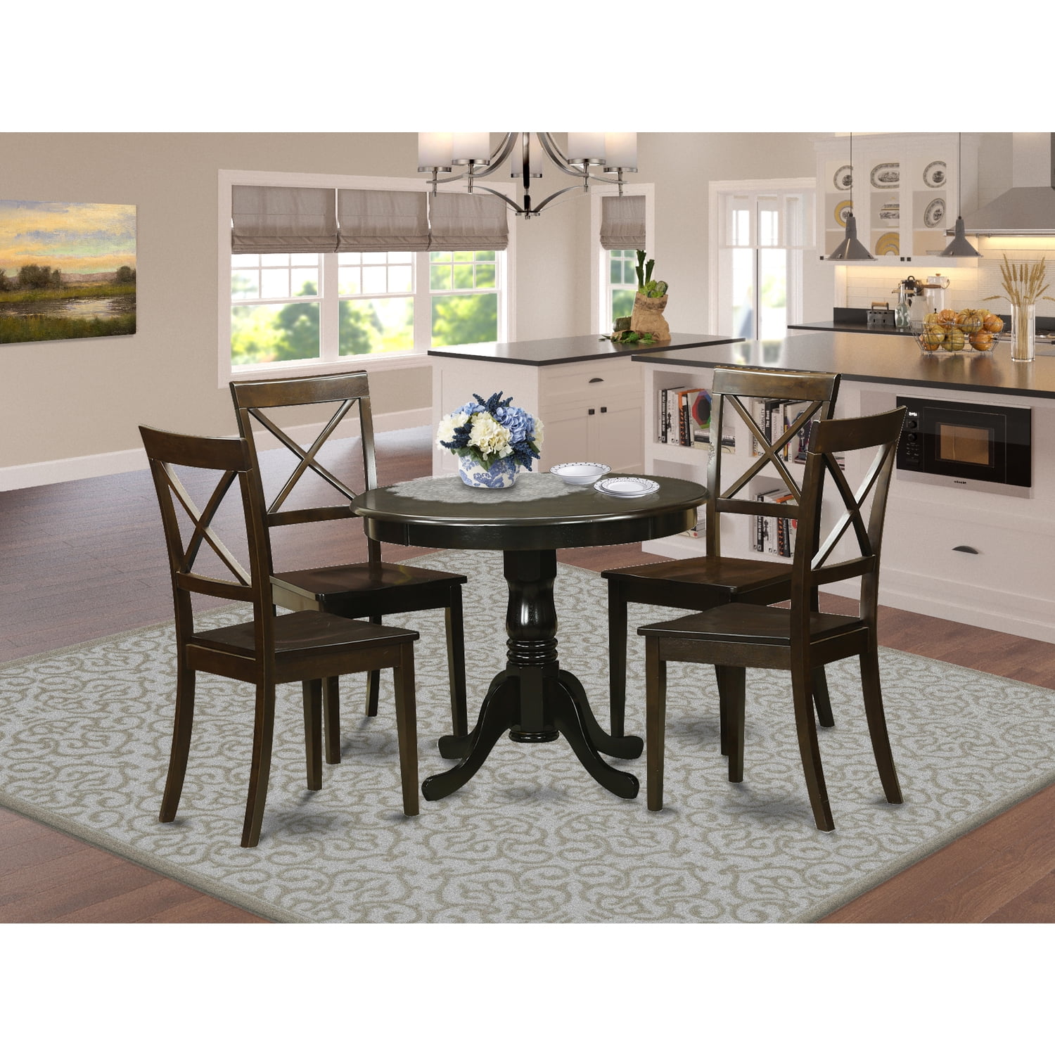 East West Furniture HLBO5-CAP-W 5 Piece Kitchen Nook Dining Set-Kitchen ...