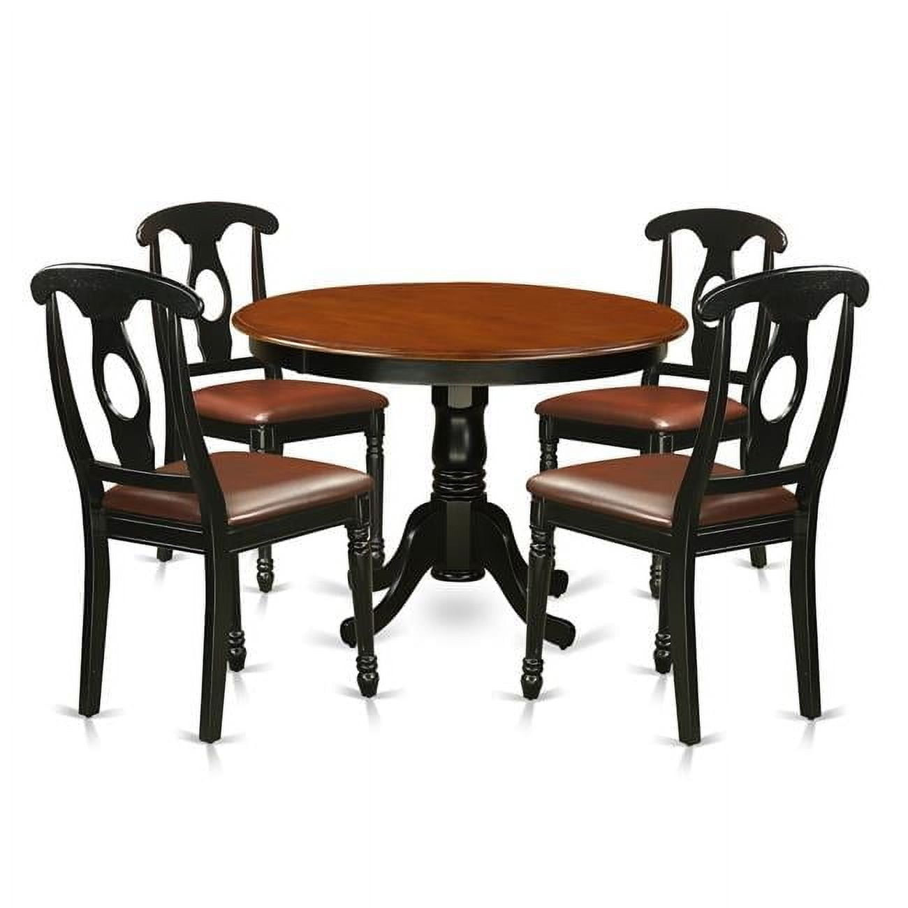 East West Furniture HLKE5-BCH-LC Dining Set - One Round Kitchen Table ...