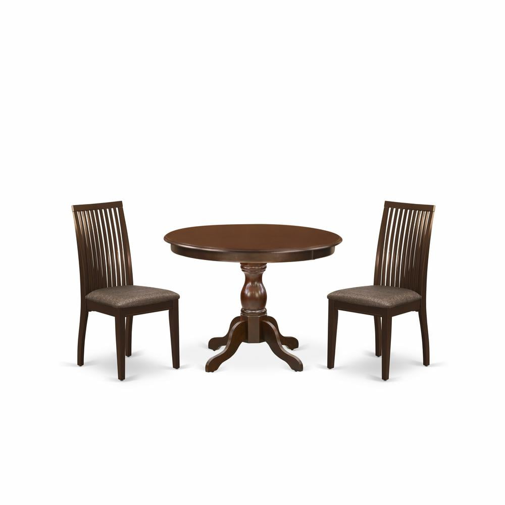 East West Furniture HBIP3-MAH-C 3 Piece Table and Chairs Dining Set ...