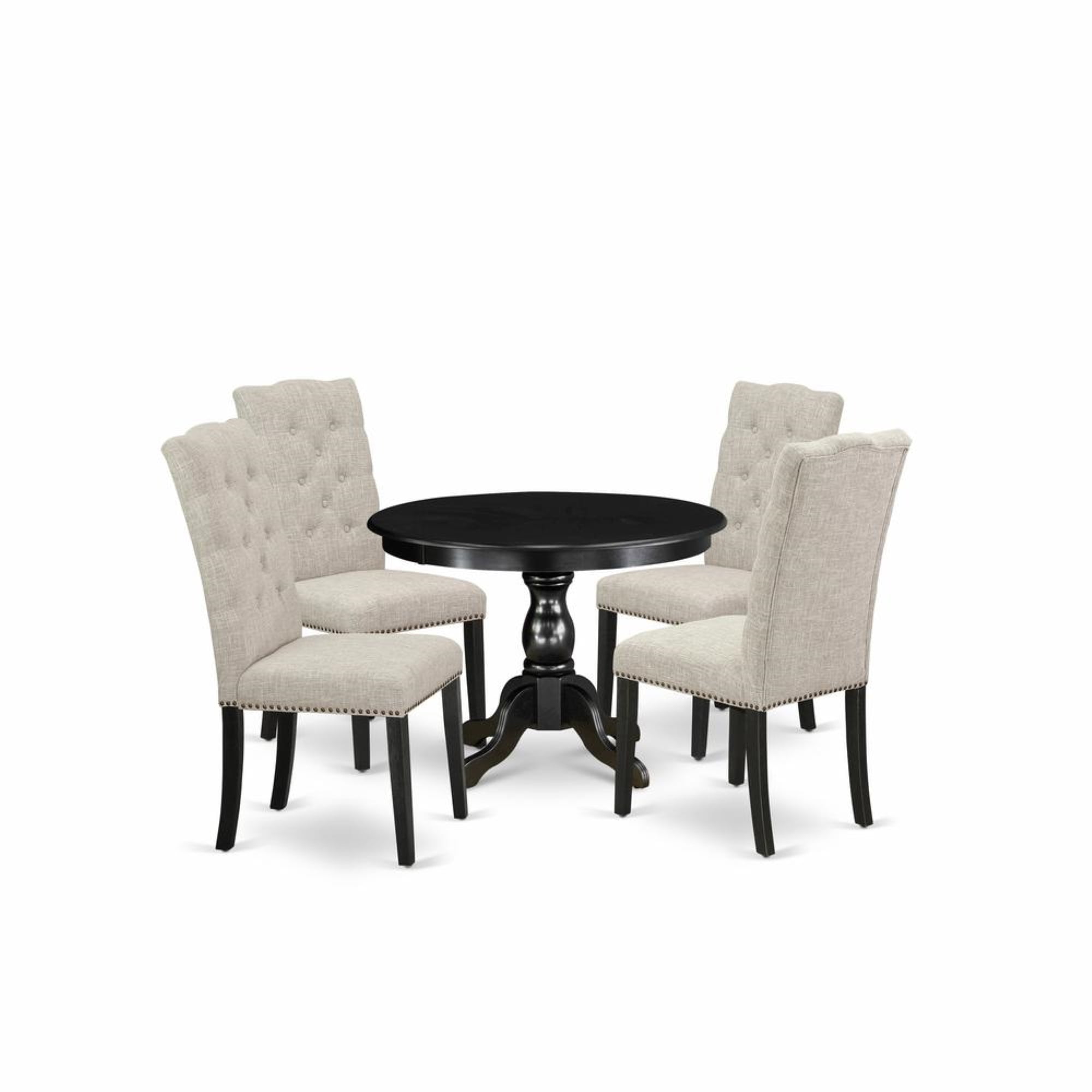 East West Furniture Hartland 5-piece Wood Dining Set in Wire Brush ...