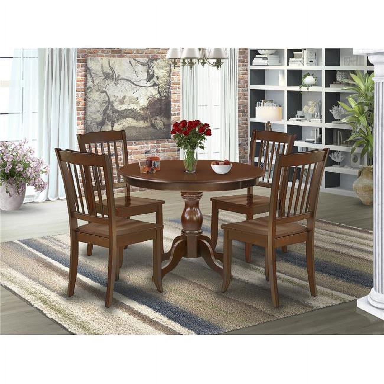 East West Furniture Hartland 5-piece Wood Dining Table and Chair Set in ...