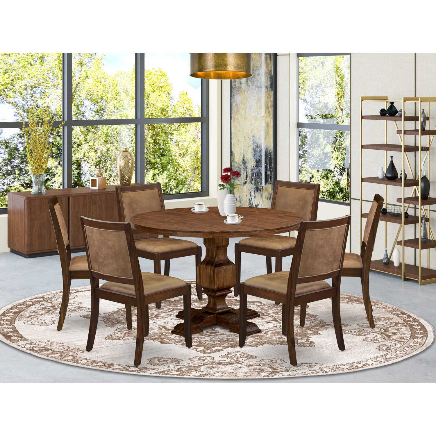 East West Furniture Irving 7 Piece A Dining Room Set in Walnut Finish - Walmart.com