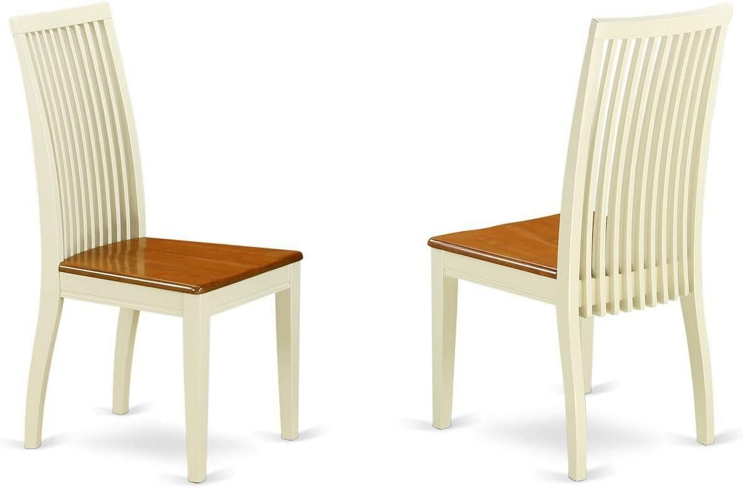 East West Furniture IPC-BMK-W Ipswich Dining Room Chairs - Slat Back Wood Seat Chairs, Set of 2 ...