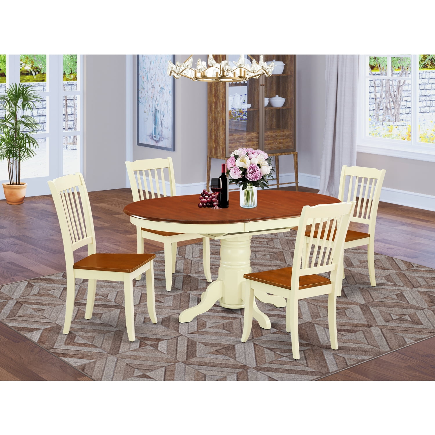 East West Furniture Kenley 5-piece Wood Dining Set with Slatted Chairs ...
