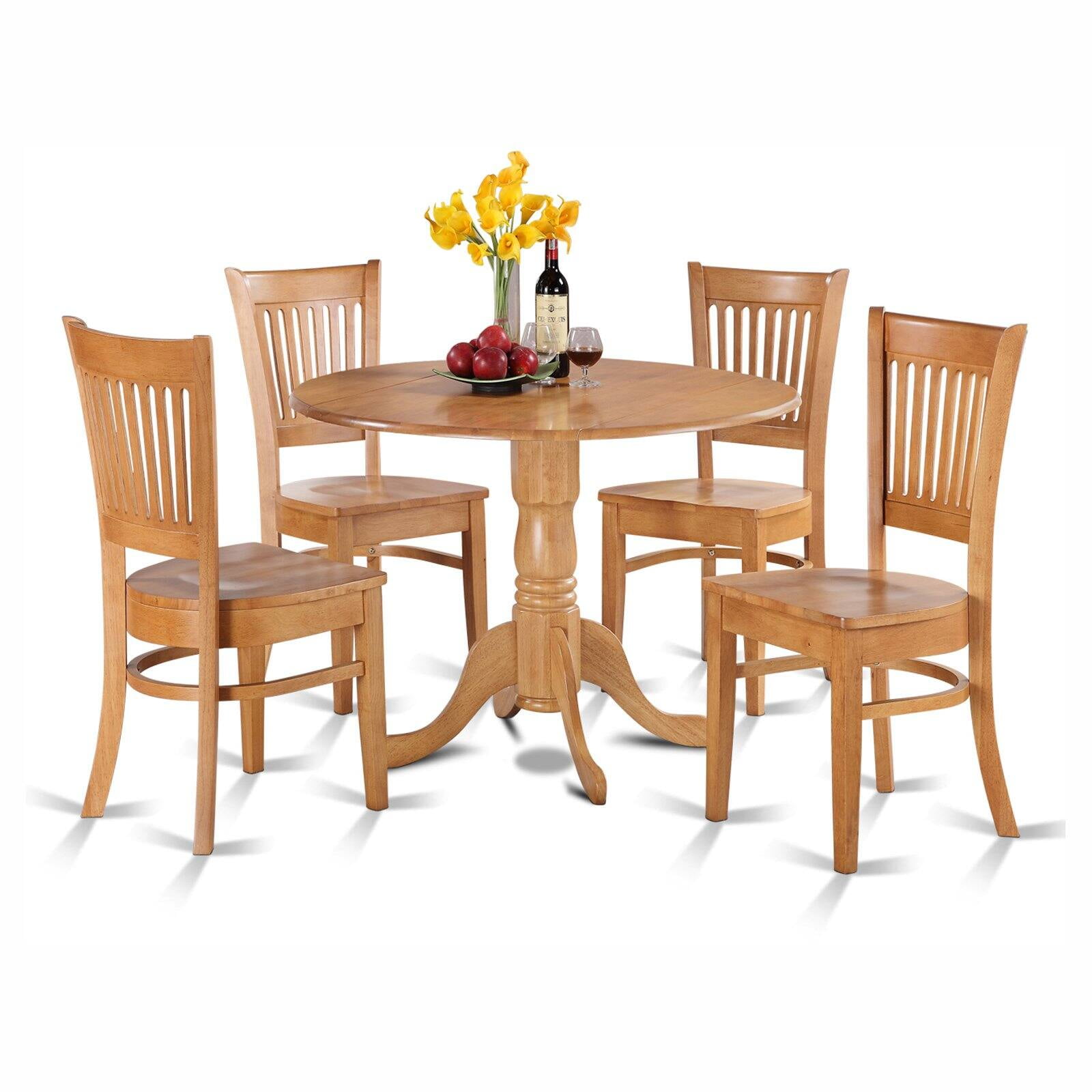East West Furniture 5 Pc Kitchen nook Dining set-round Table and 4 ...