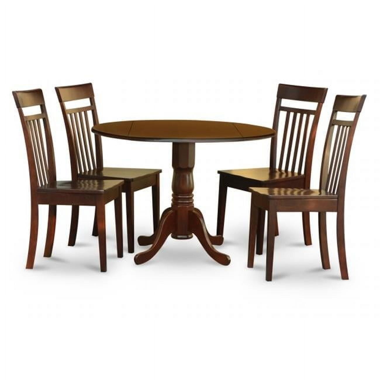 East West Furniture Kitchen Round Table with 2 Drop Leaves and 4 ...