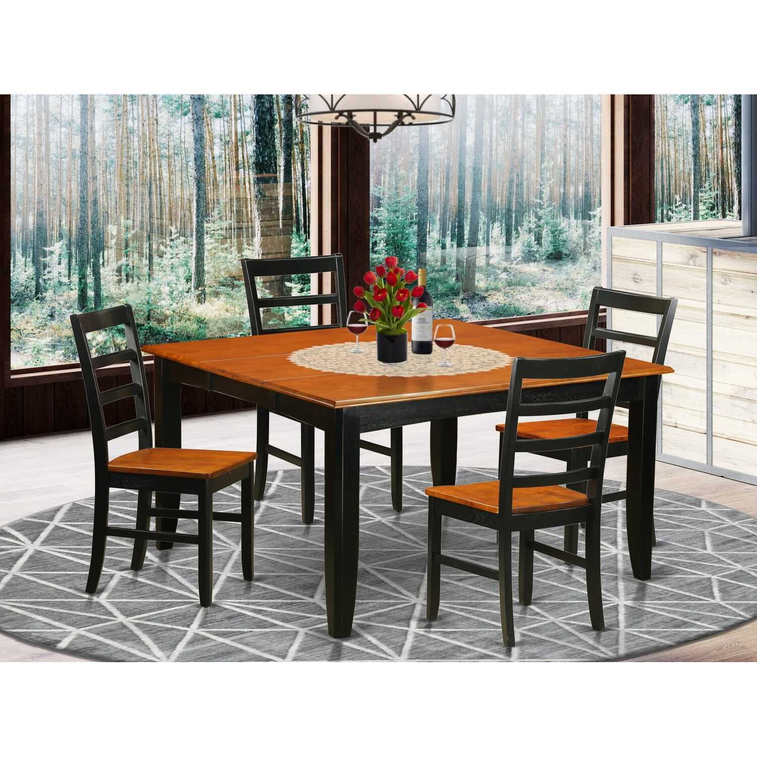 Kitchen Table Set 5 Piece - Square Dining Table with 4 Chairs ...