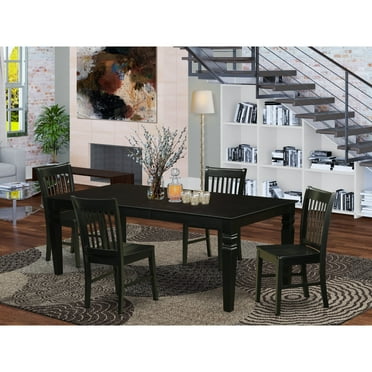 East West Furniture WEST7-BLK-W 7PC Weston Rectangular Dining Table and ...