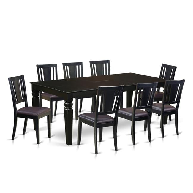 East West Furniture LGDU9-BLK-LC Dinette Set with One Logan Dining Room Table & Eight Faux ...
