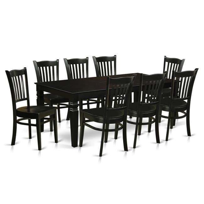 East West Furniture LGGR9-BLK-W Dining Room Set with 1 Logan Kitchen Table & 8 Solid Wood Chairs ...