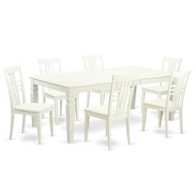 East West Furniture LGLG7-LWH-W Table Set with One Logan Dining Table ...