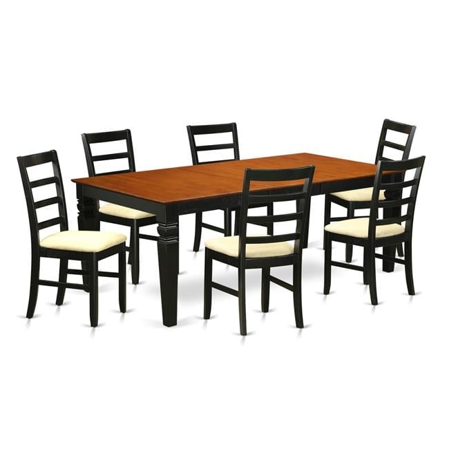 East West Furniture LGPF7-BCH-C Dining Room Table Set with One Logan Dining Room Table & Six ...