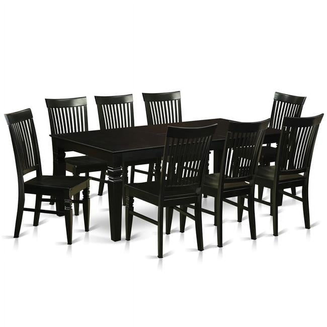 East West Furniture LGWE9-BLK-W Dining Set with One Logan Table & 8 Wood Kitchen Area Chairs ...