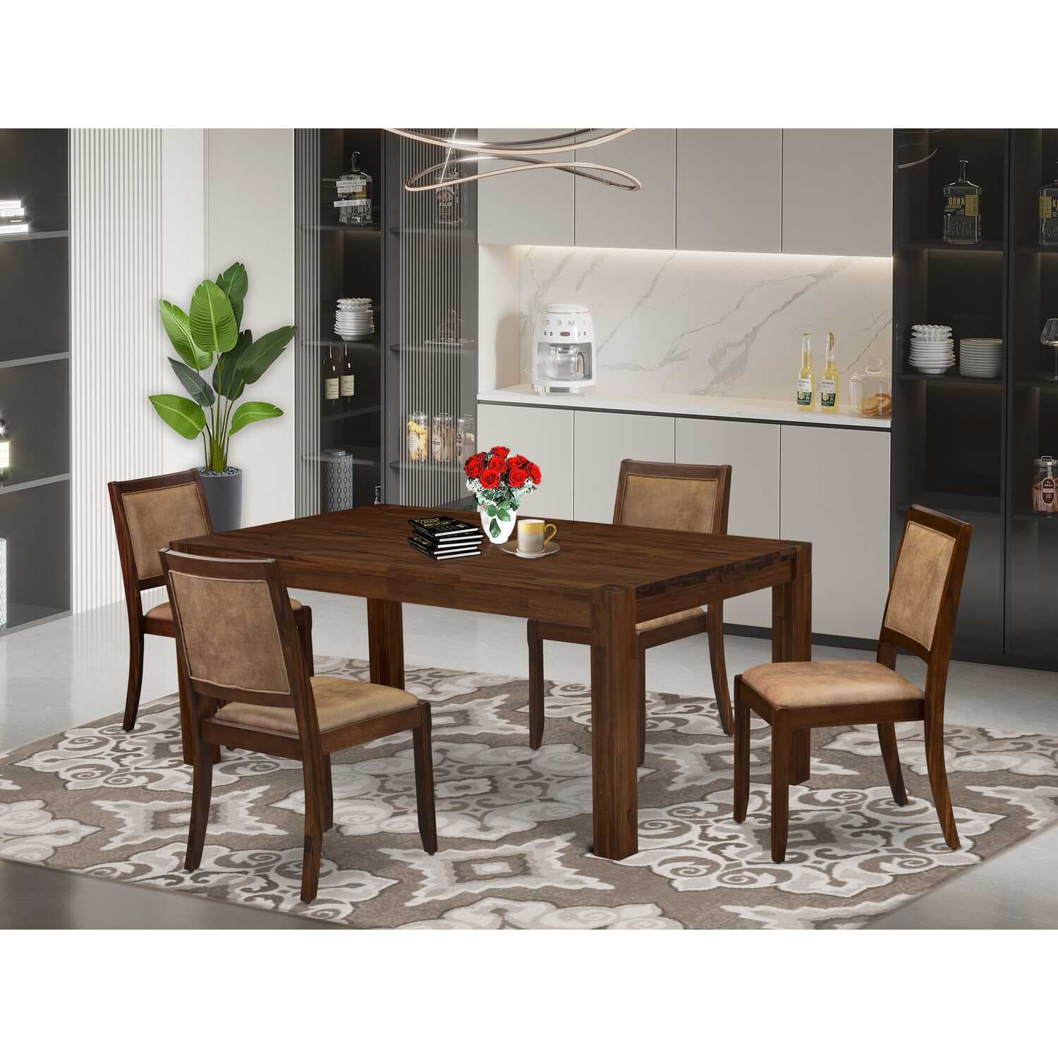 East West Furniture LMX25-0N-28 5-piece Dining Table Set included a ...