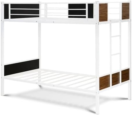 East West Furniture LYT0WHI Lynfield Twin Bunk Bed - Two Metal Beds ...
