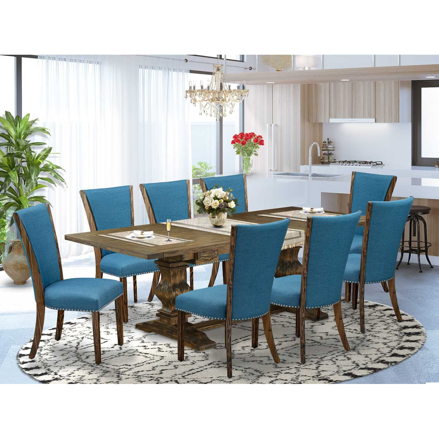East West Furniture LAVE9-77-21 9Pc Kitchen Table Set Contains a Dining ...
