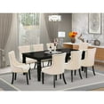East West Furniture Logan 9-Piece Extendable Wood Dining Set with Chairs in Black/Light Beige ...