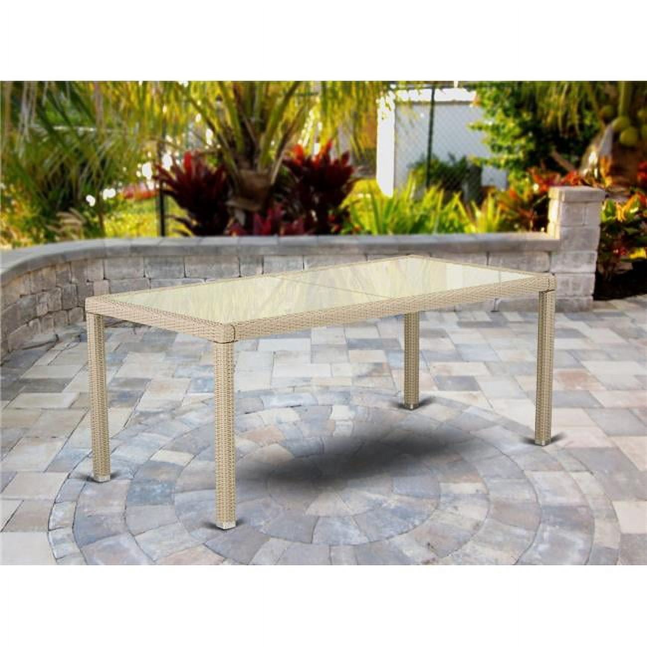 East West Furniture Luneburg Outdoor-furniture Wicker Patio Table ...