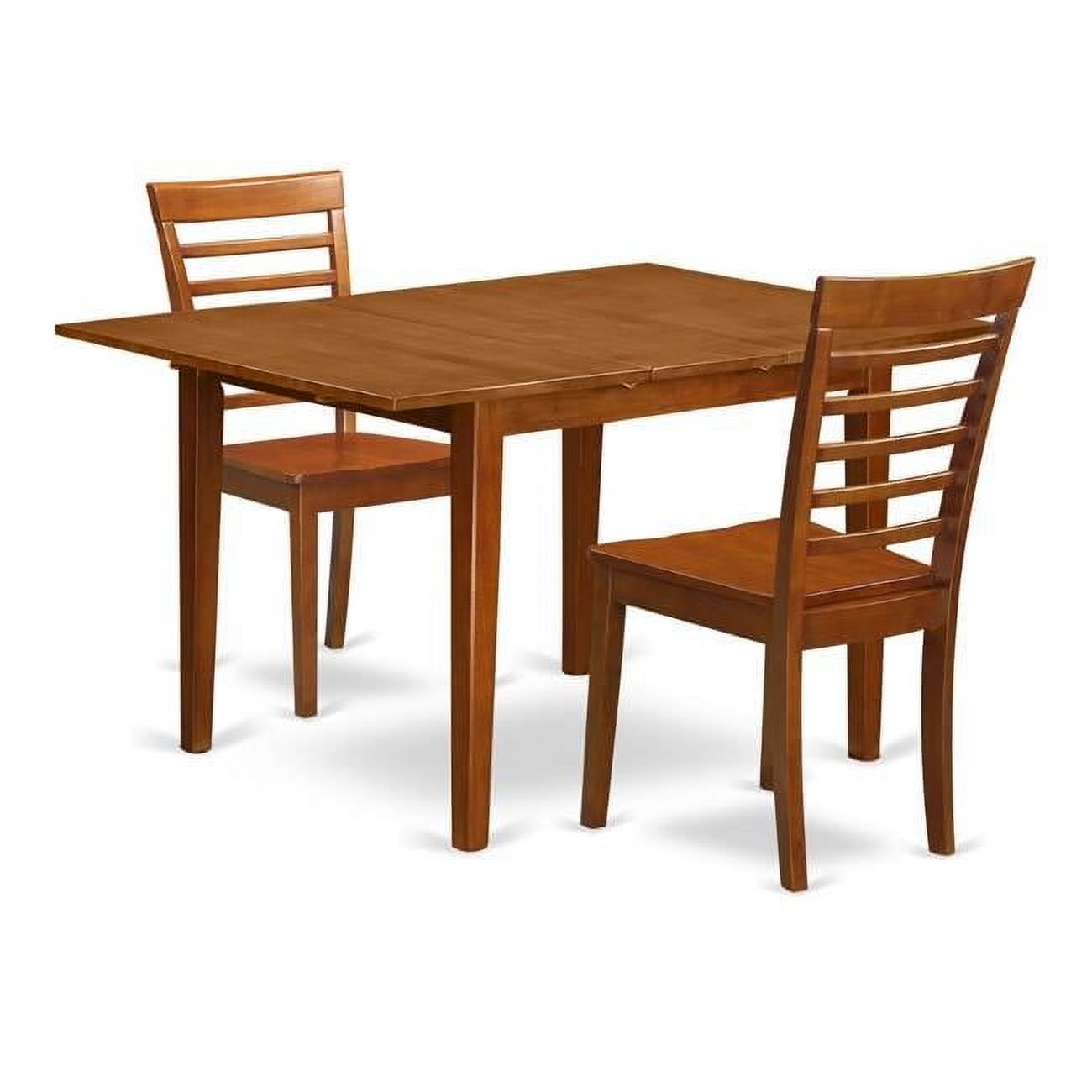 East West Furniture MILA3-SBR-W Set Milan with Leaf & 2 Hardwood Seat ...