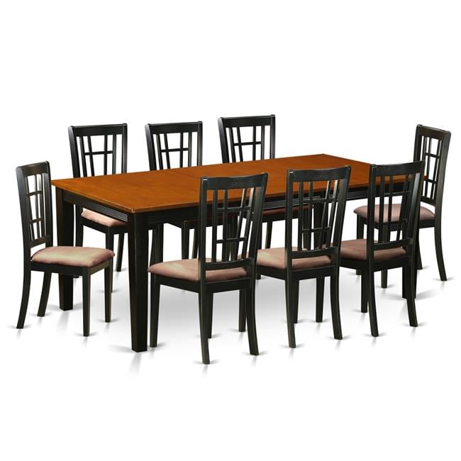 East West Furniture QUNI9-BCH-C Microfiber Dining Set - Table with ...