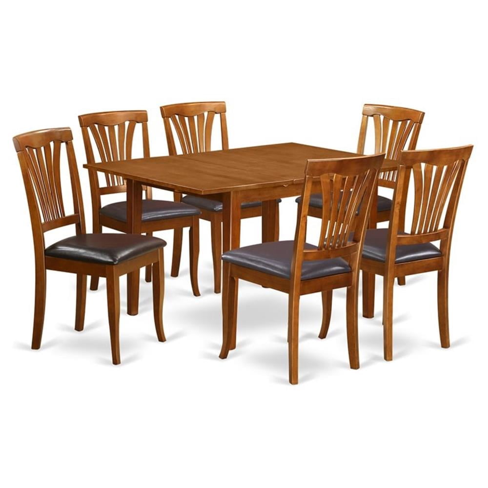 East West Furniture Milan 7-piece Wood Dining Table Set in Saddle Brown ...