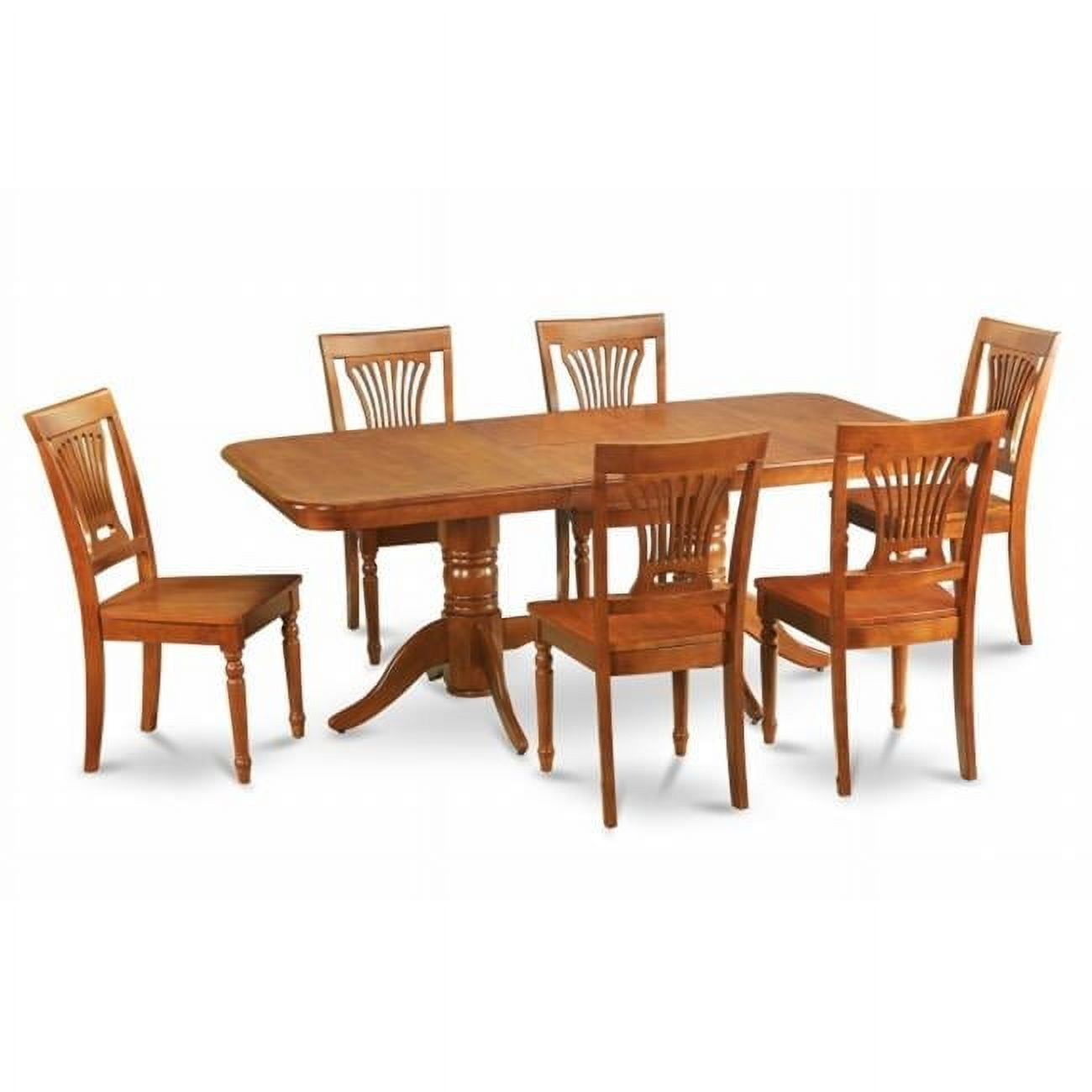 East West Furniture NAPL9-SBR-W 9pc Napoleon Double Pedestal Table and ...