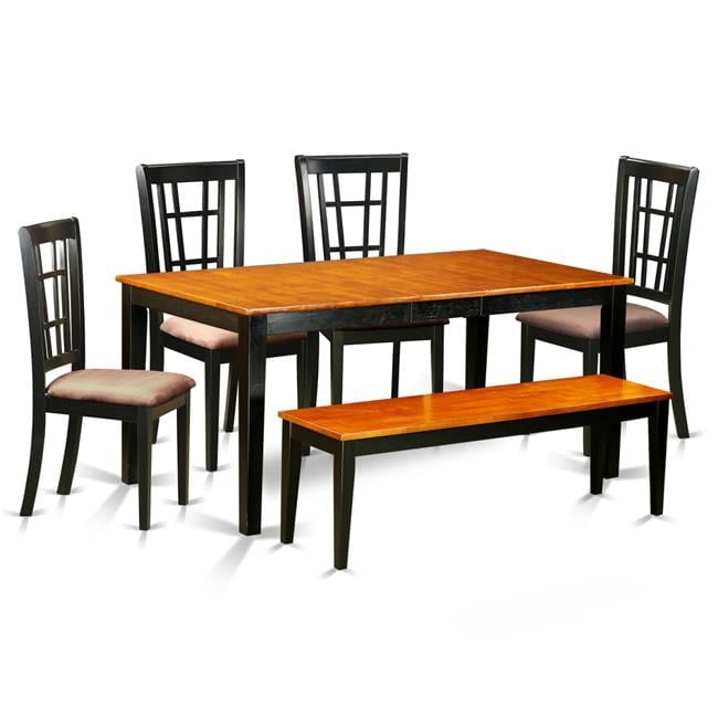 East West Furniture NICO6-BLK-C Microfiber Kitchen Table Set - Dining ...