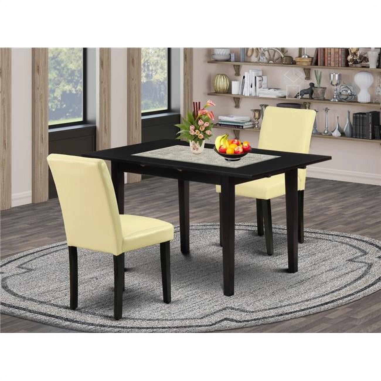 East West Furniture NOAB3-BLK-73 3-Pc Wood Dinette Set - 2 Dining Room ...