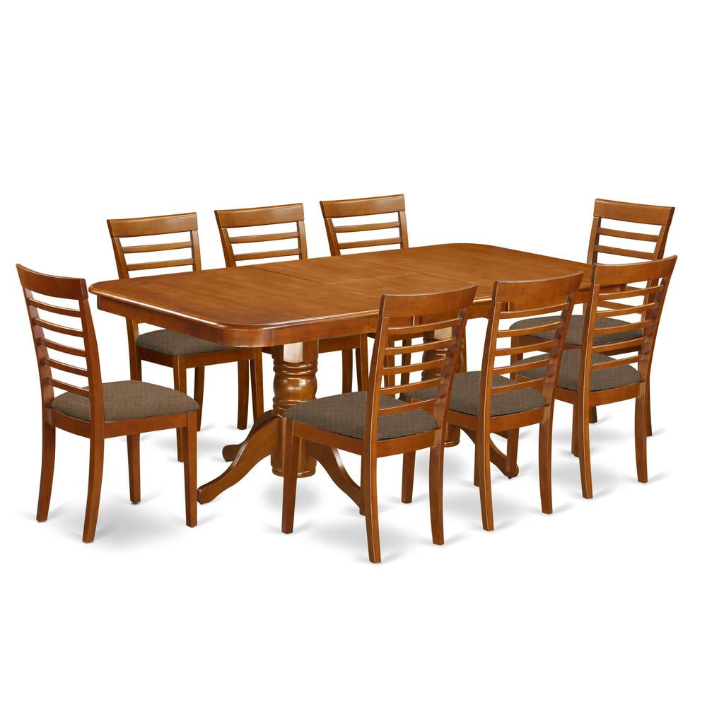East West Furniture Napoleon 9-piece Dining Set w/ Cushion Seat in ...