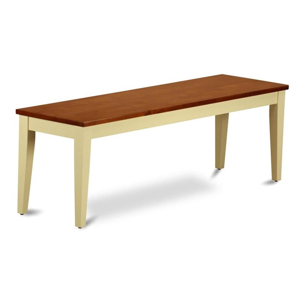 East West Furniture Nicoli 17" Wood Dining Bench in Cream/Cherry ...