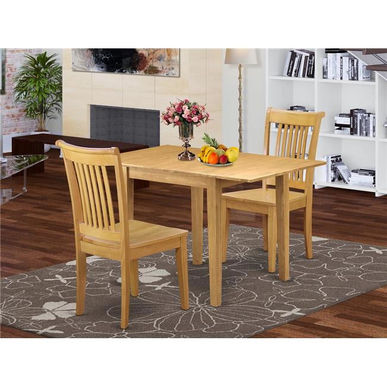 East West Furniture Norden 3-piece Dining Table and Slatted Chair Set ...