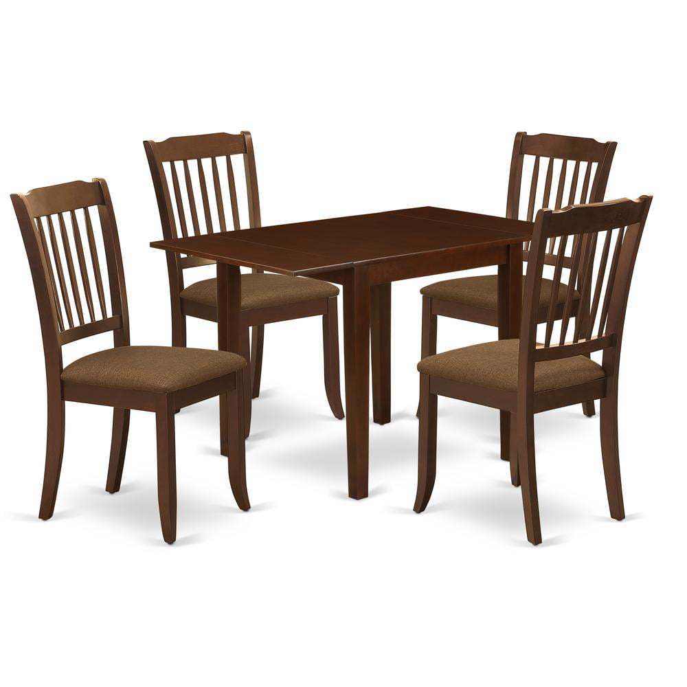 East West Furniture Norden 5-piece Wood Dining Set with Cushion Seat in ...